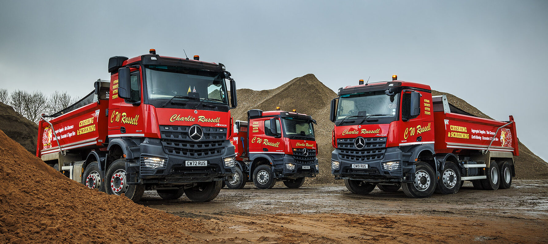 CW Russell's 3 new Mercedes-Benz Arocs from Bell Truck and Van